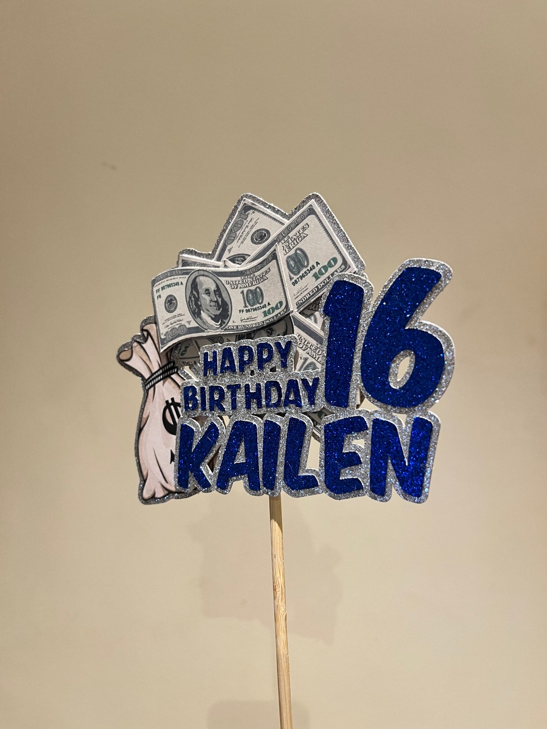 Personalised Money Theme Cake Topper - Etsy