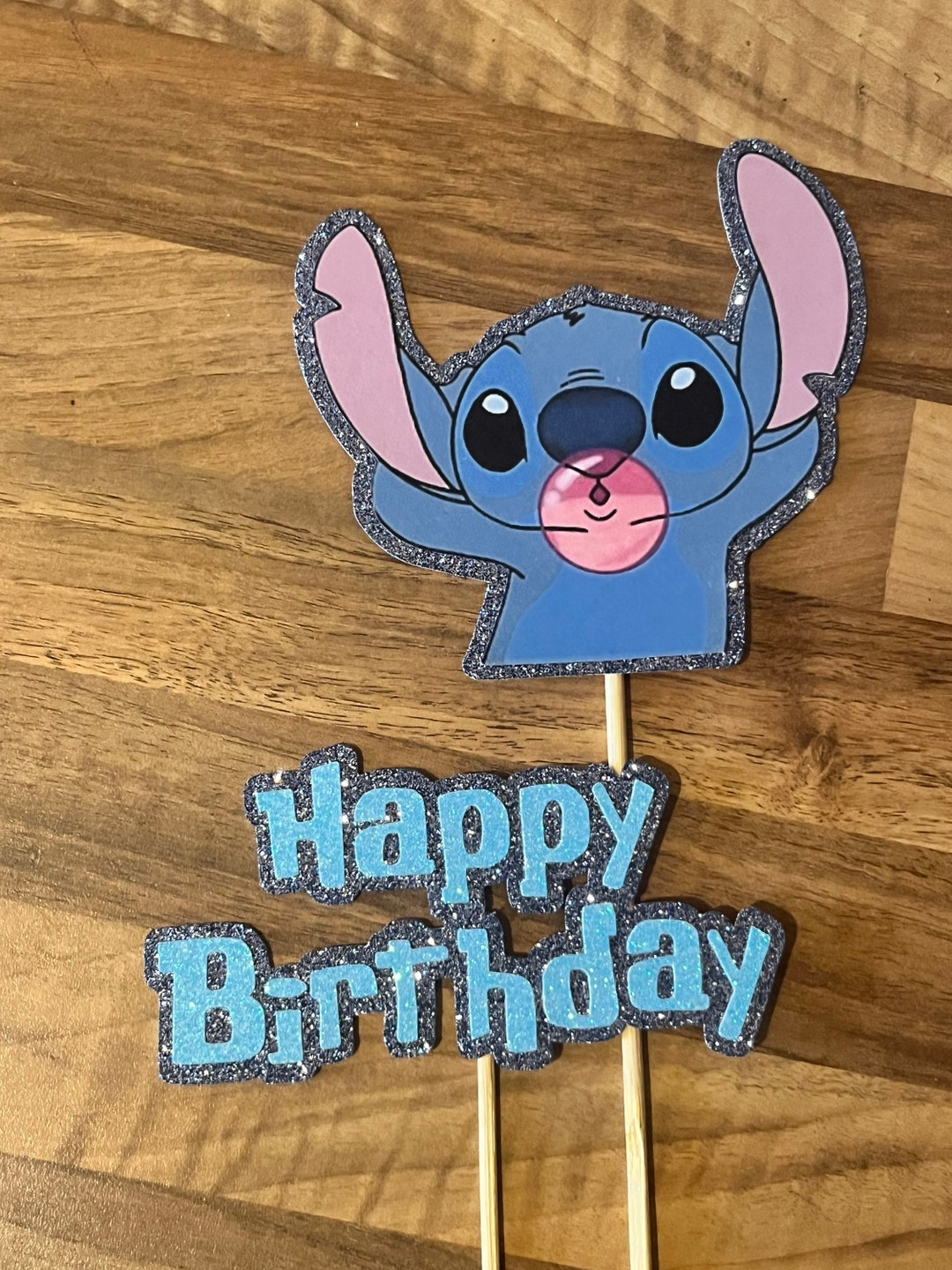 Stitch Happy Birthday Cake Topper Set - Etsy