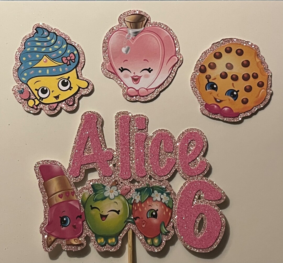 Shopkins Personalised Name and Age Cake Topper Set - Etsy