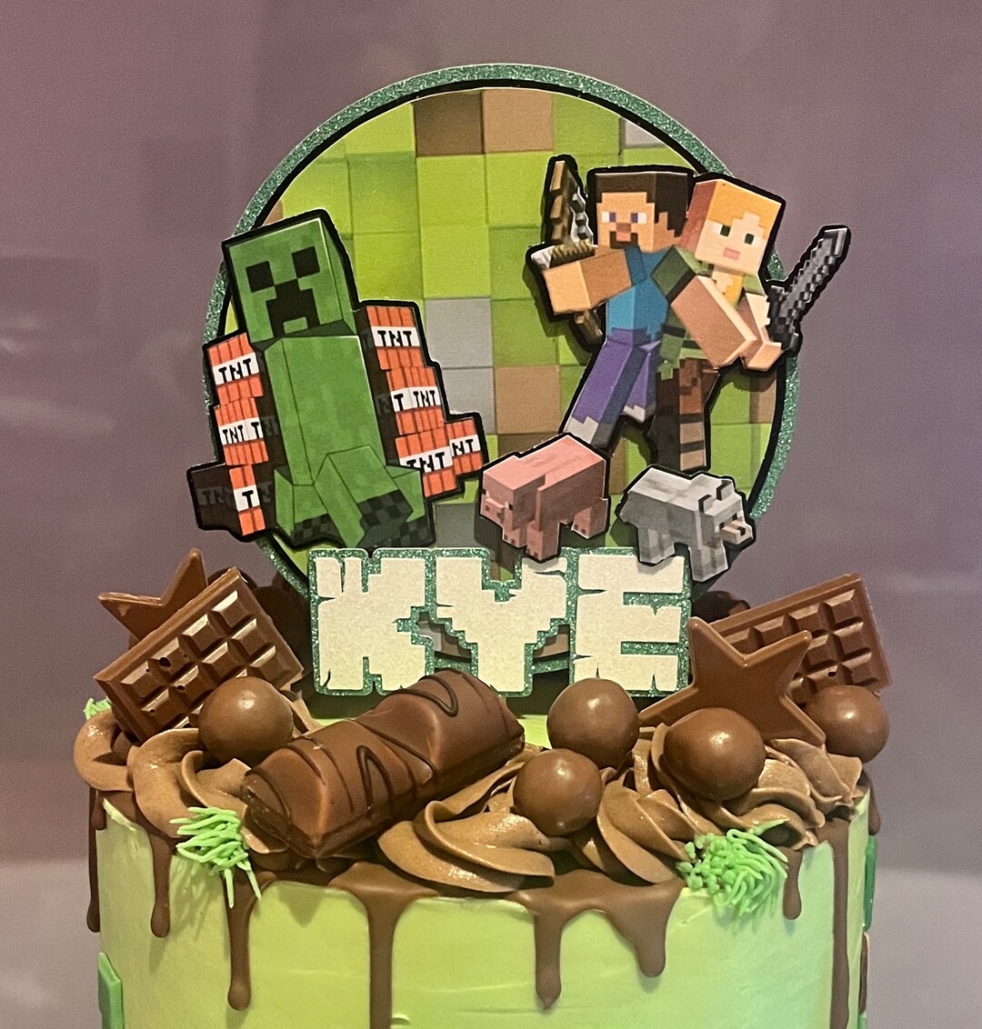 Minecraft Cake Topper Personalised With Name. - Etsy