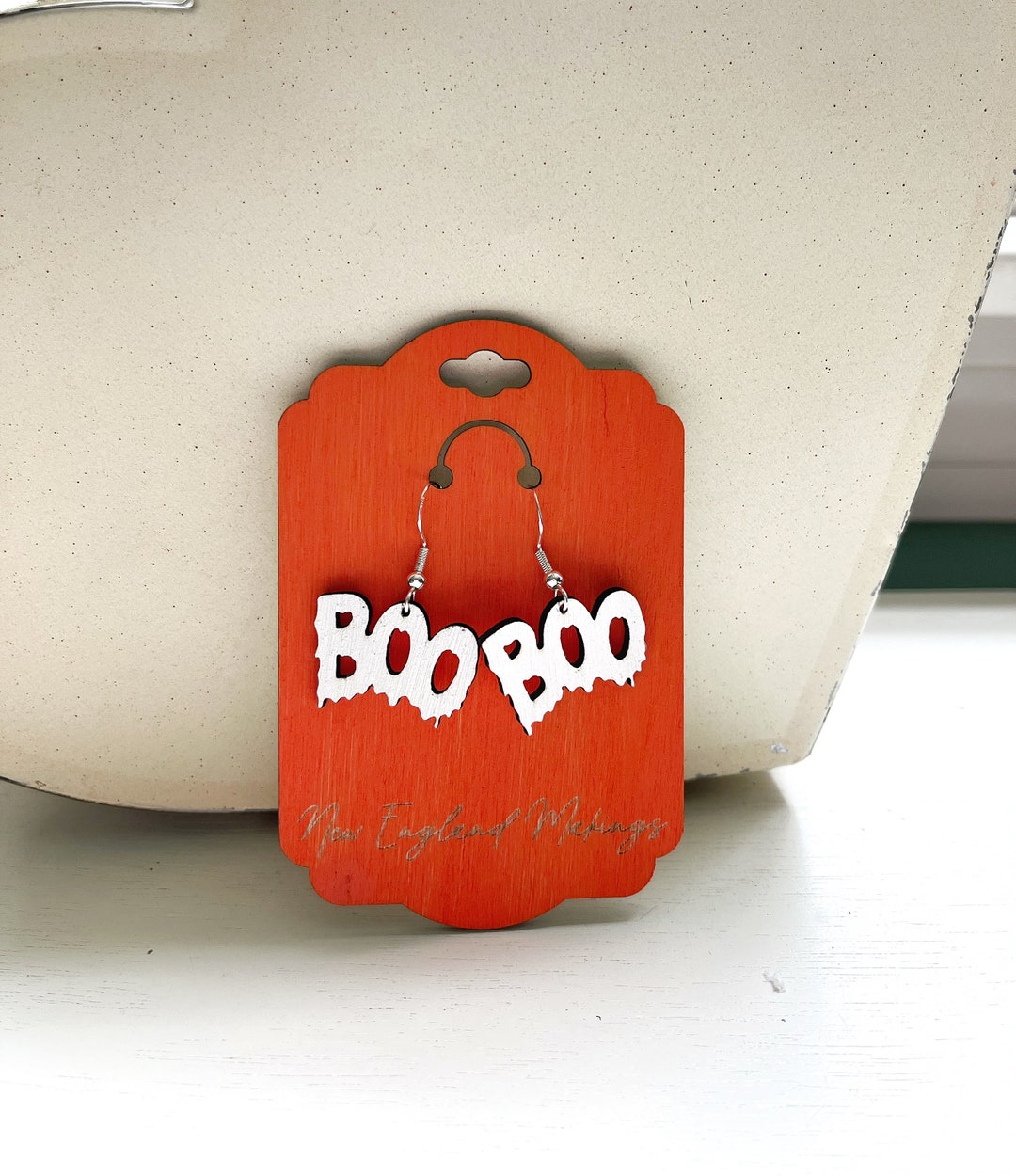 Wooden Halloween Boo Earrings Spooky Earrings Gift for Her - Etsy