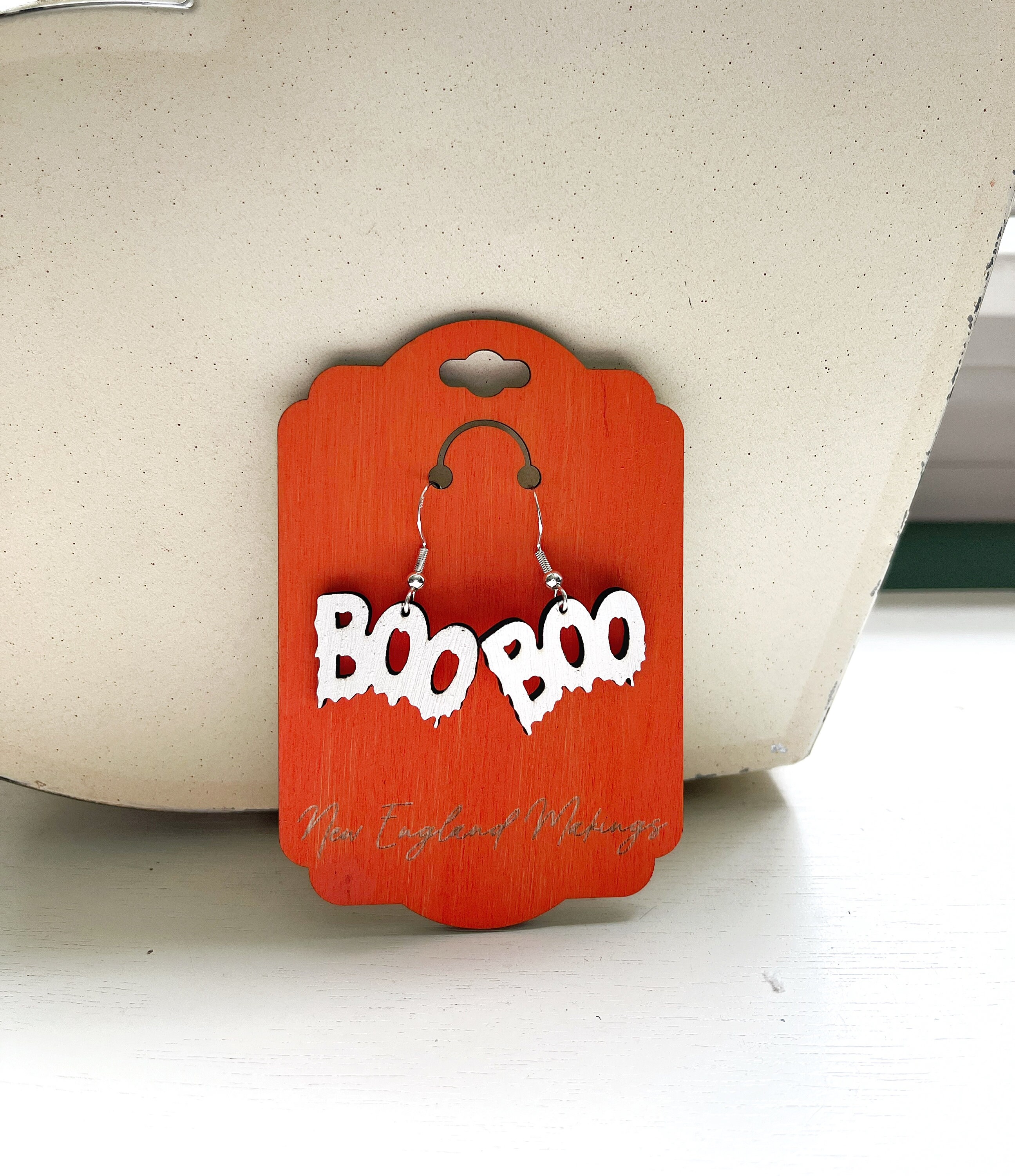 Wooden Halloween Boo Earrings Spooky Earrings Gift for Her - Etsy