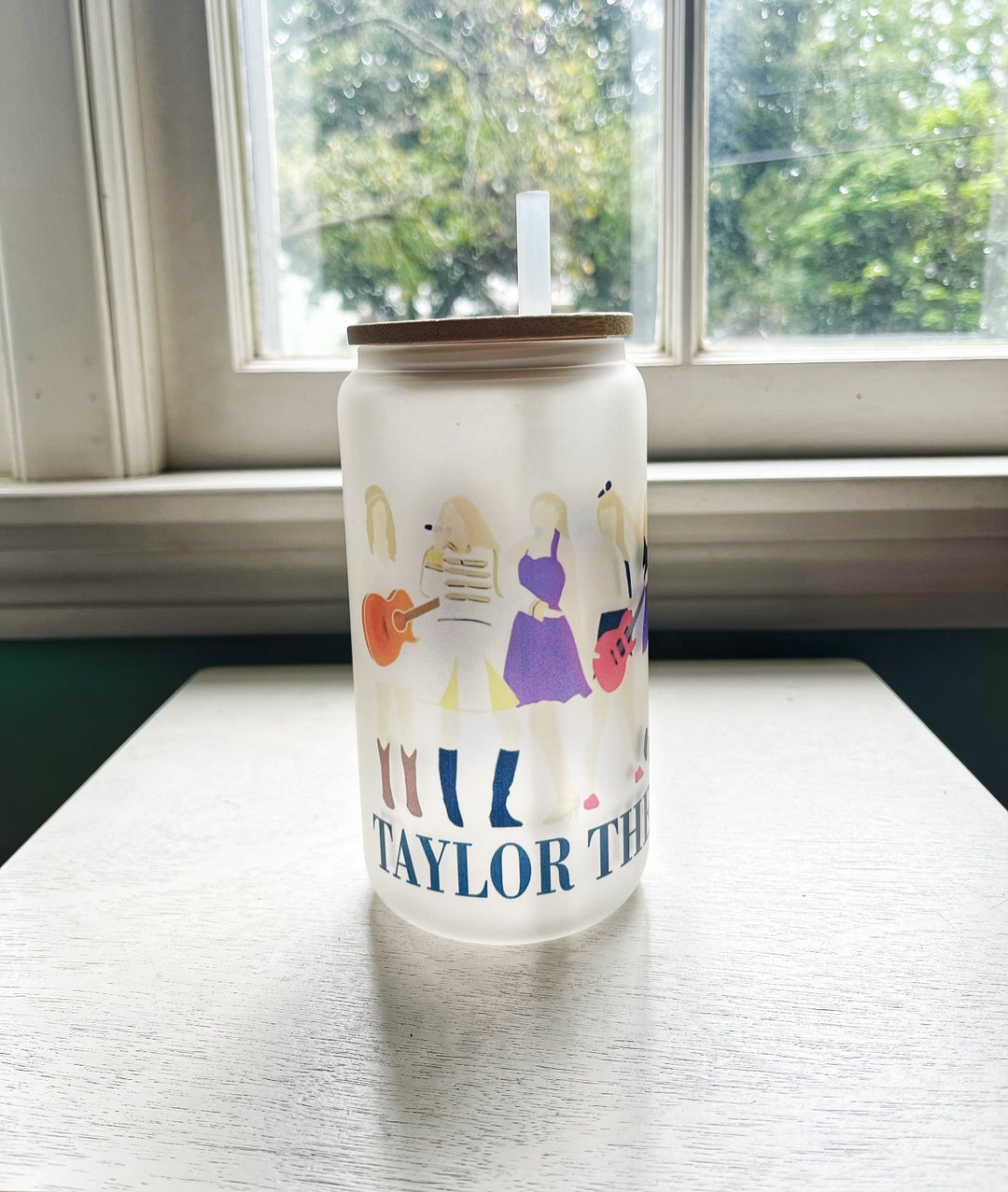 Pop Singer Glass Tumbler With Bamboo Lid, Eras, 16oz Libbey Glass Iced ...