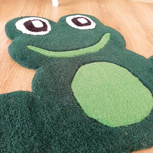 Green Frog Tufted Handmade Kawaii Rug, Personalized Colors - Etsy