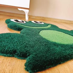 Green Frog Tufted Handmade Kawaii Rug, Personalized Colors - Etsy