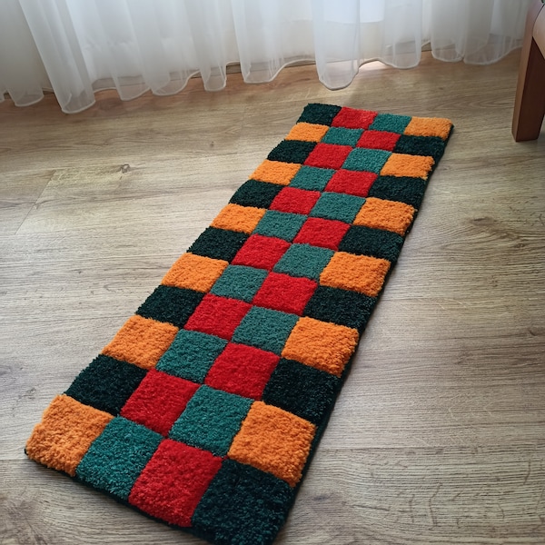 Checkered Rug Runner - Etsy
