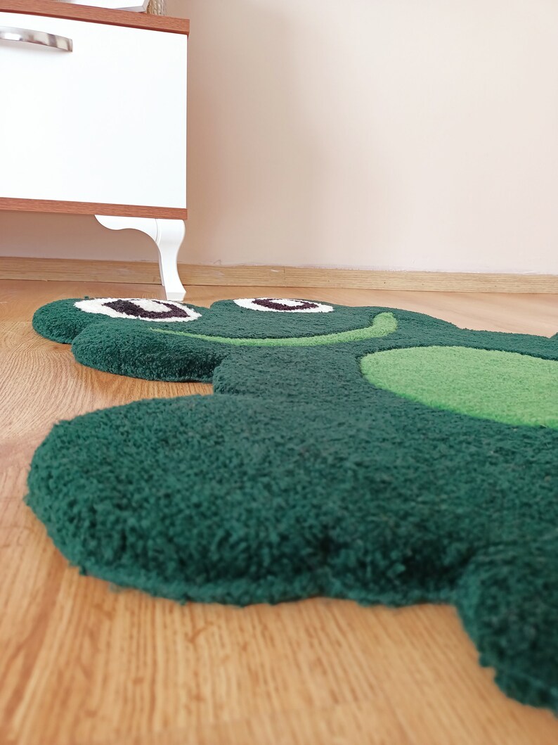 Green Frog Tufting Rug Smiling Face Funky Children's Room | Etsy