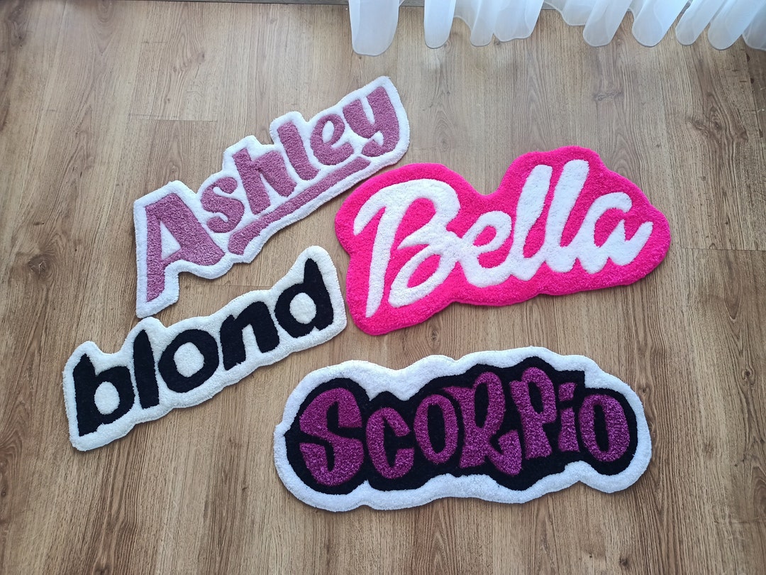 Pink Bella Style Custom Name for Girls Handmade Tufted Rug - Etsy
