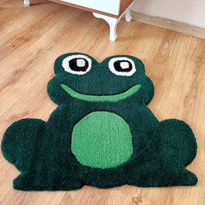 Green Frog Tufted Handmade Kawaii Rug, Personalized Colors - Etsy