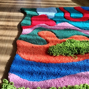 Irregular Multicolor Abstract 100% Hand Tufted Rug, Modern Art Unique ...