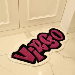Customizable Virgo Zodiac Hand Tufted Rug, Horoscope Celestial Word ...