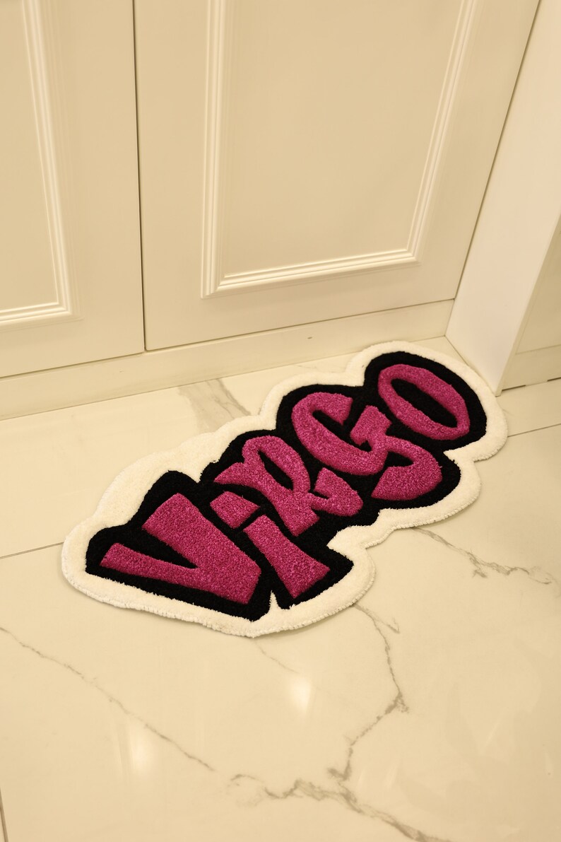 Customizable Virgo Zodiac Hand Tufted Rug, Horoscope Celestial Word ...