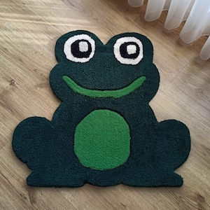 Green Frog Tufted Handmade Kawaii Rug, Personalized Colors - Etsy