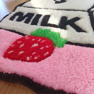 Strawberry Pink Milk Carton 3D Cute Handmade Tufted Wall and Floor Rug ...