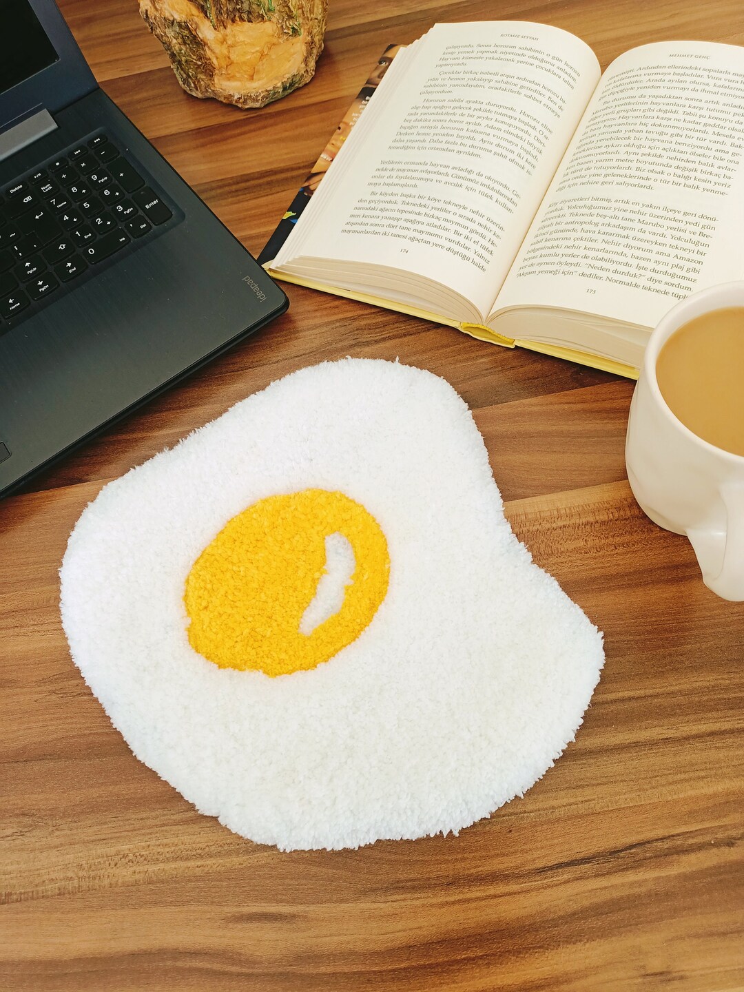 Fried Egg Handmade Tufted Rug, Table Wall Floor Decor, Silly Coasters ...