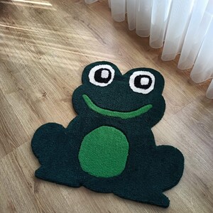 Green Frog Tufted Handmade Kawaii Rug, Personalized Colors - Etsy