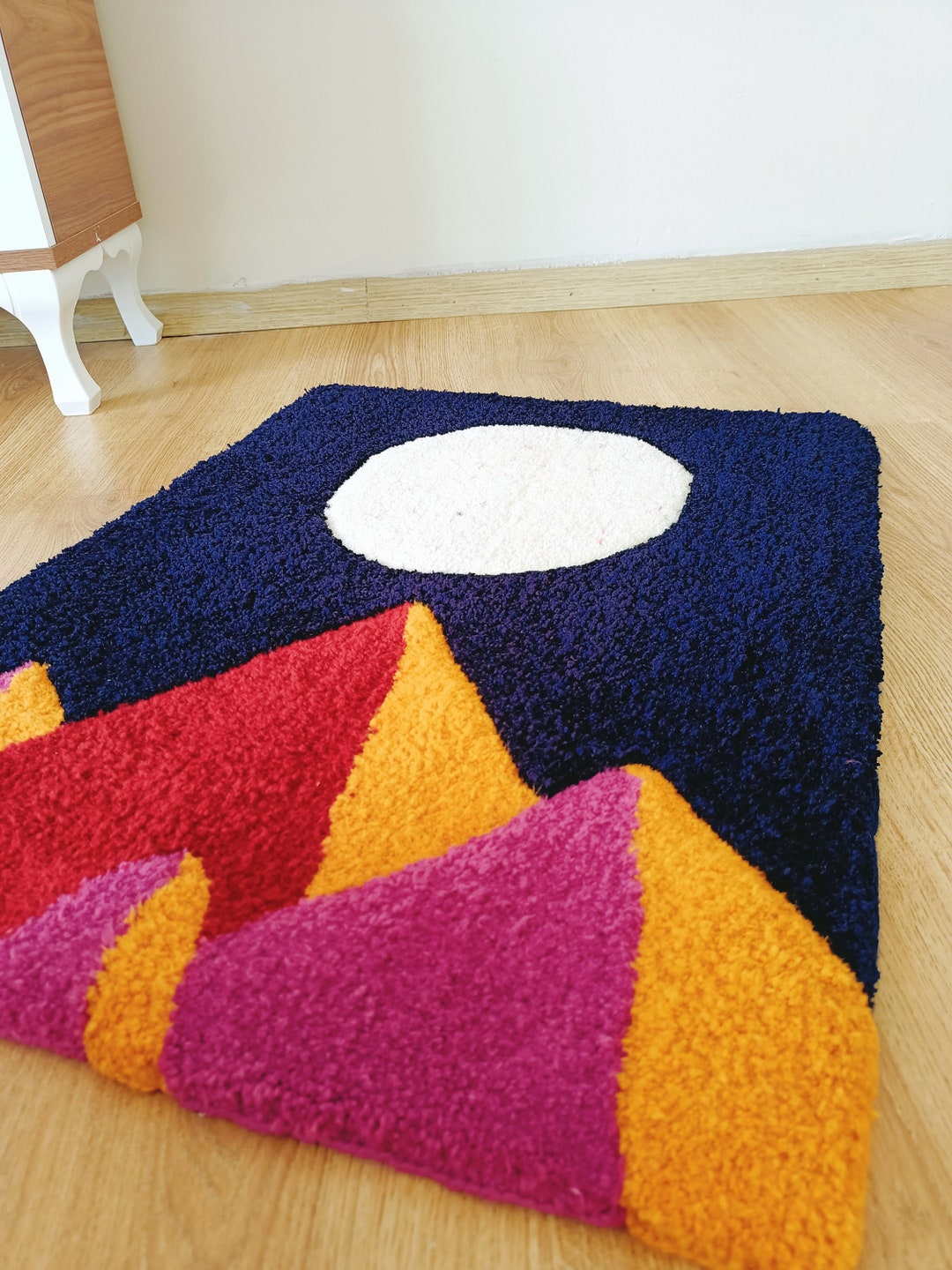 Mountain Landscape Moonlit Night Sky Full Moon Tufting Area Rug ...