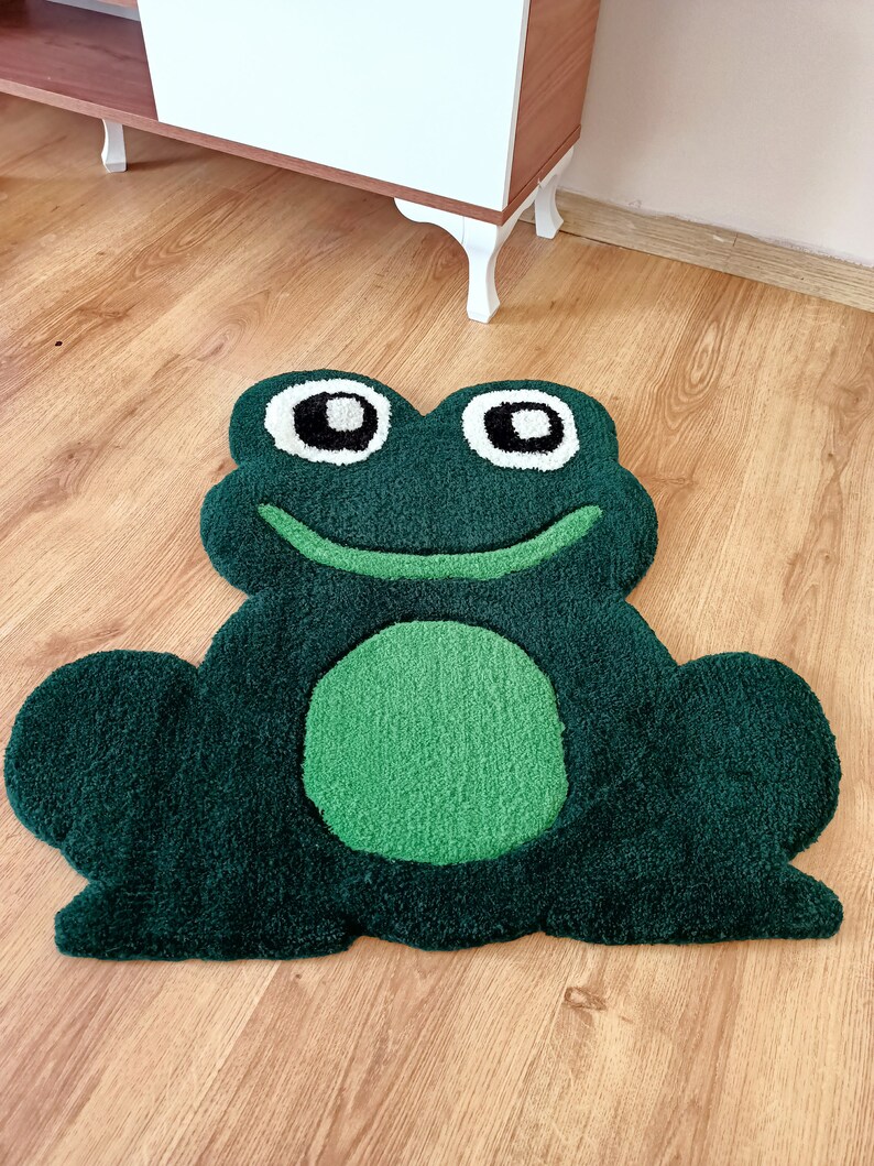 Green Frog Tufting Rug Smiling Face Funky Children's Room | Etsy