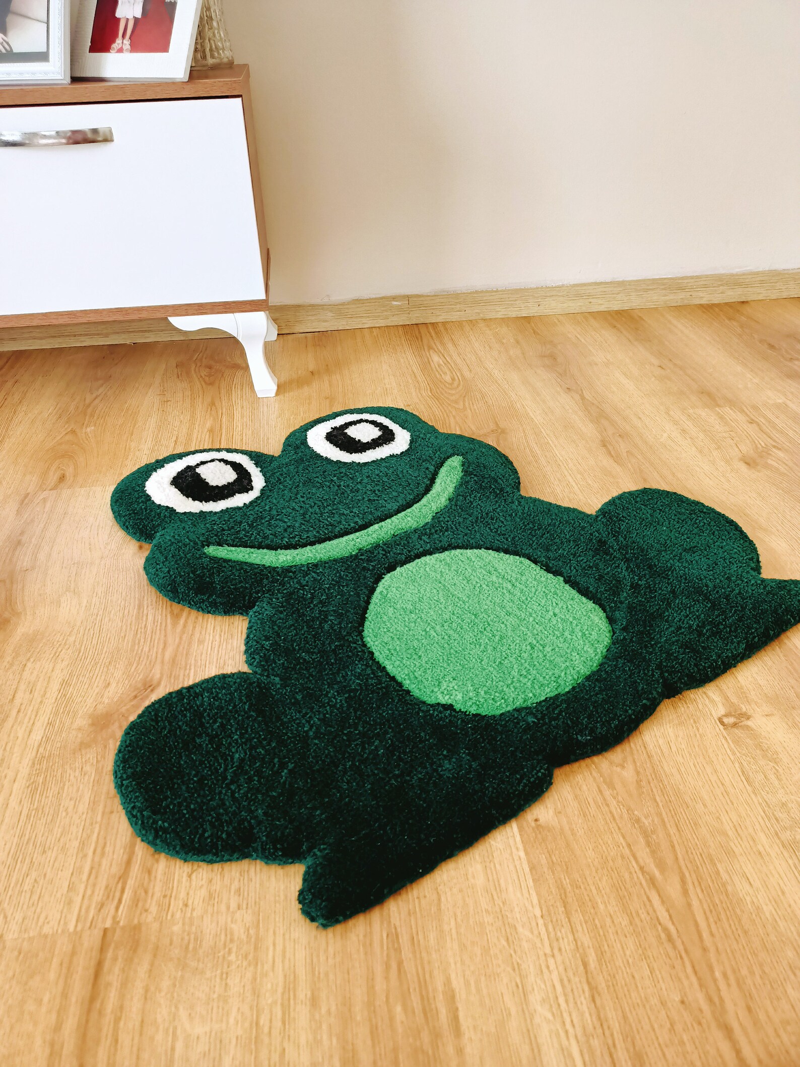Green Frog Tufting Rug, Smiling Face Funky Children's Room Decor - Etsy