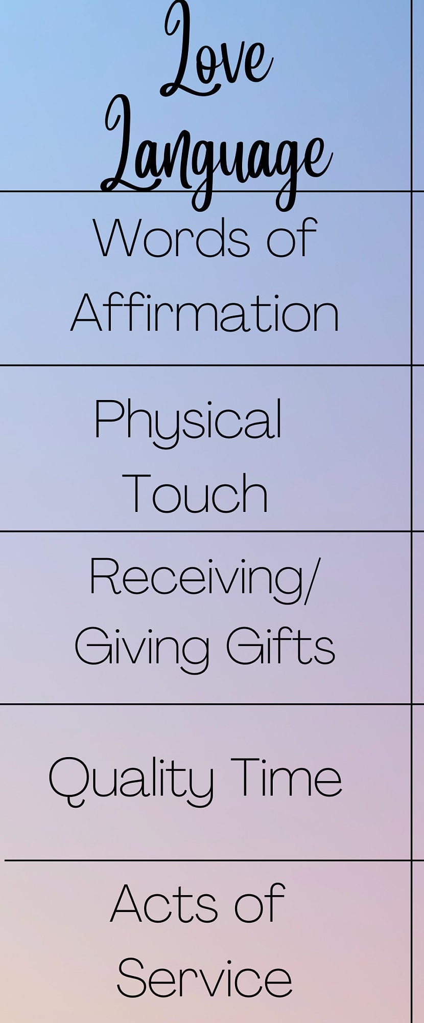 Love Language Chart - Etsy