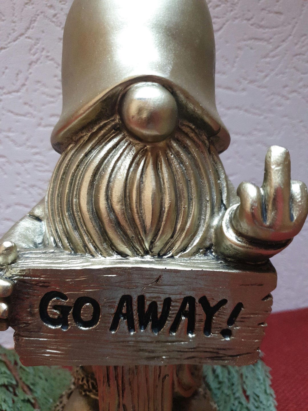 Latex Form GO AWAY Cheeky Gnome, Gnome With Middle Finger Dwarf Garden ...