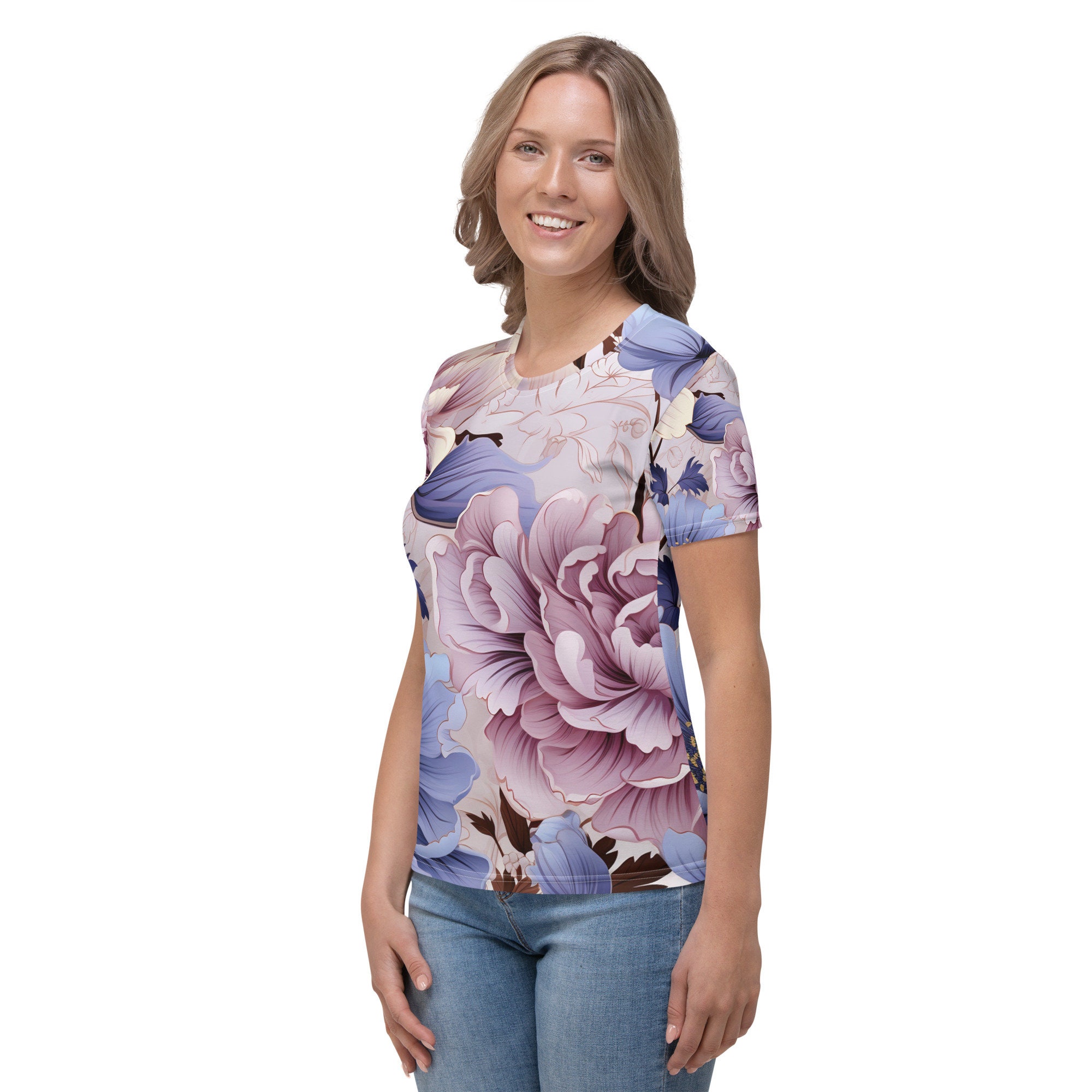 Spring Blossom Tee Elegant Women's Floral T-shirt Watercolor Flower ...