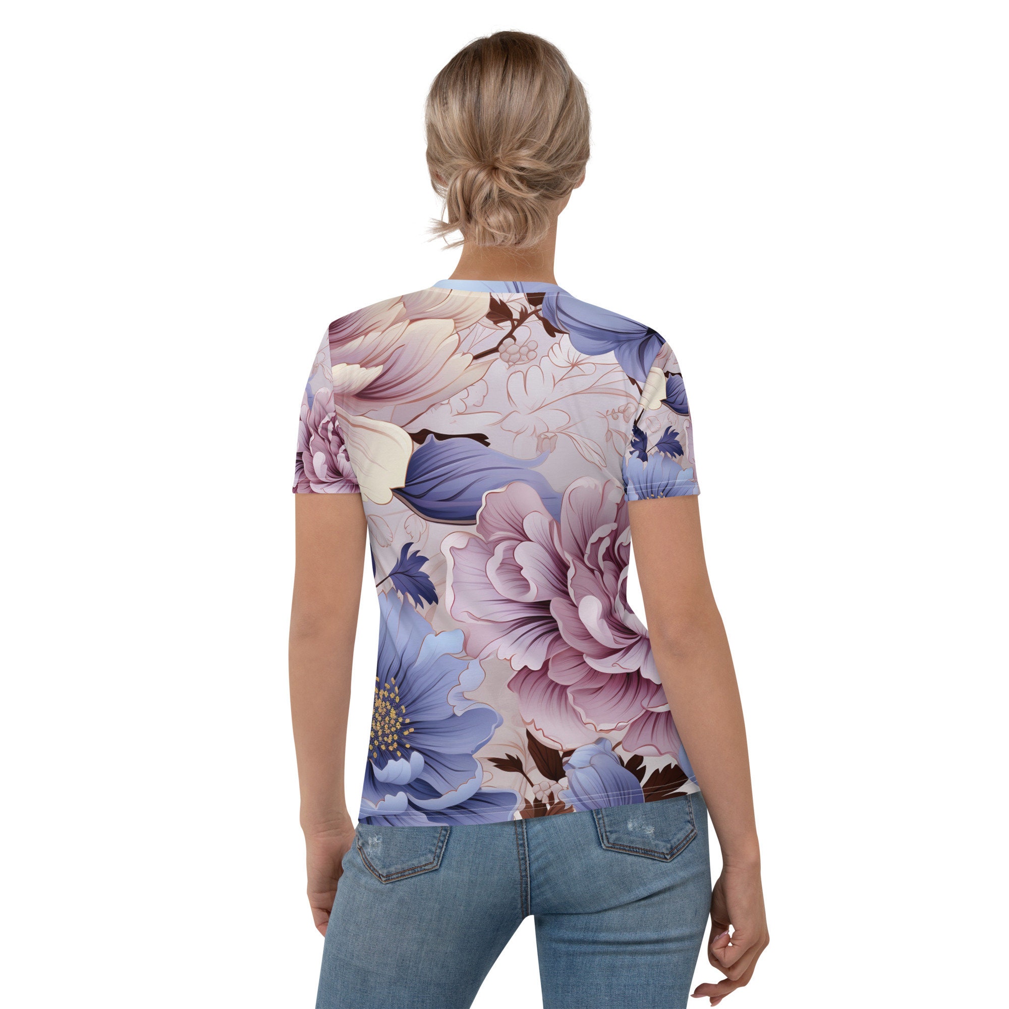 Spring Blossom Tee - Elegant Women's Floral T-shirt - Watercolor Flower ...