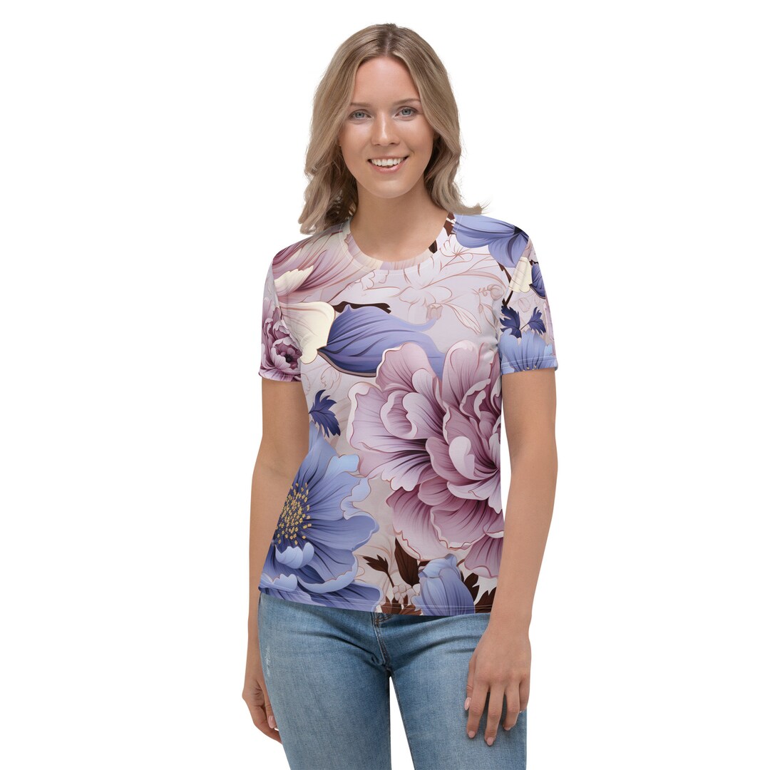 Spring Blossom Tee - Elegant Women's Floral T-shirt - Watercolor Flower ...