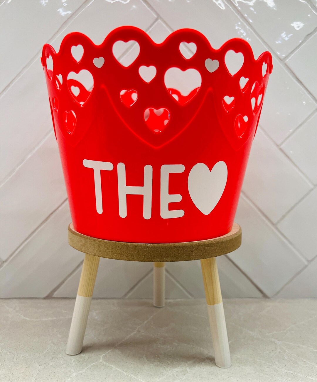 Valentines Day Heart Bucket, Red Heart Basket, Kids Valentines Gift ...