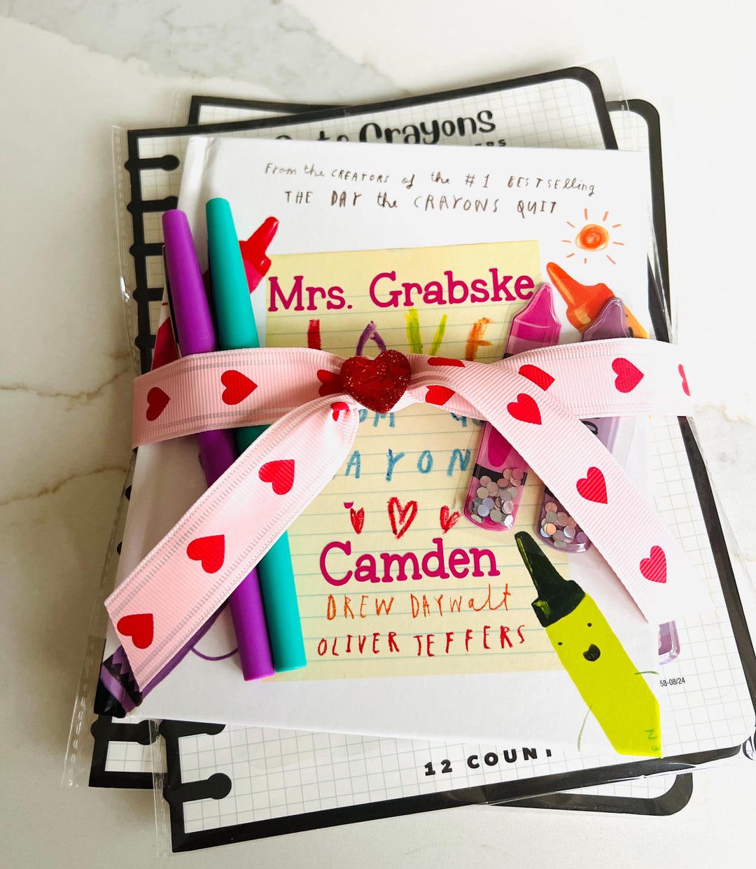 Personalized Teacher Gift Set, Crayon-themed Teacher Gift, Valentine ...