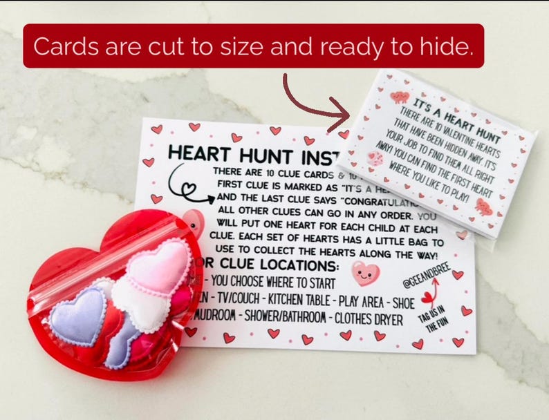 Valentine's Day Scavenger Hunt, Fabric Hearts, Shipped Kit - Etsy