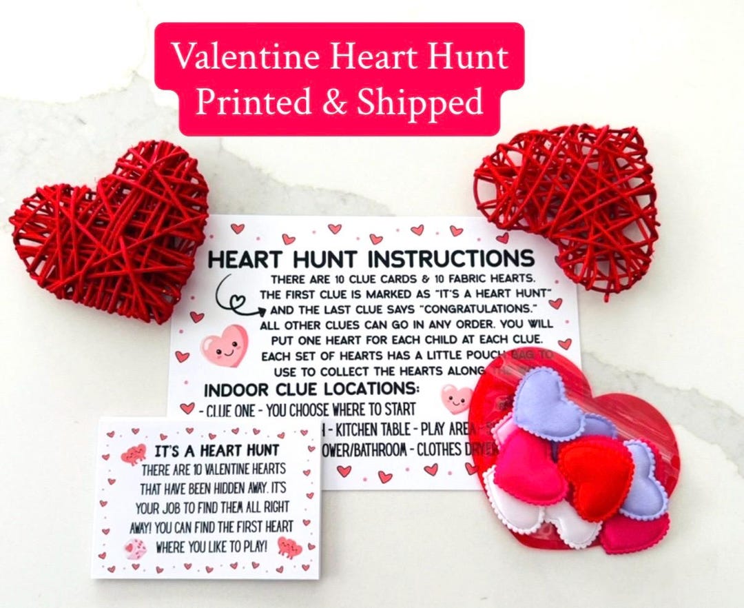 Valentine's Day Scavenger Hunt, Fabric Hearts, Shipped Kit - Etsy