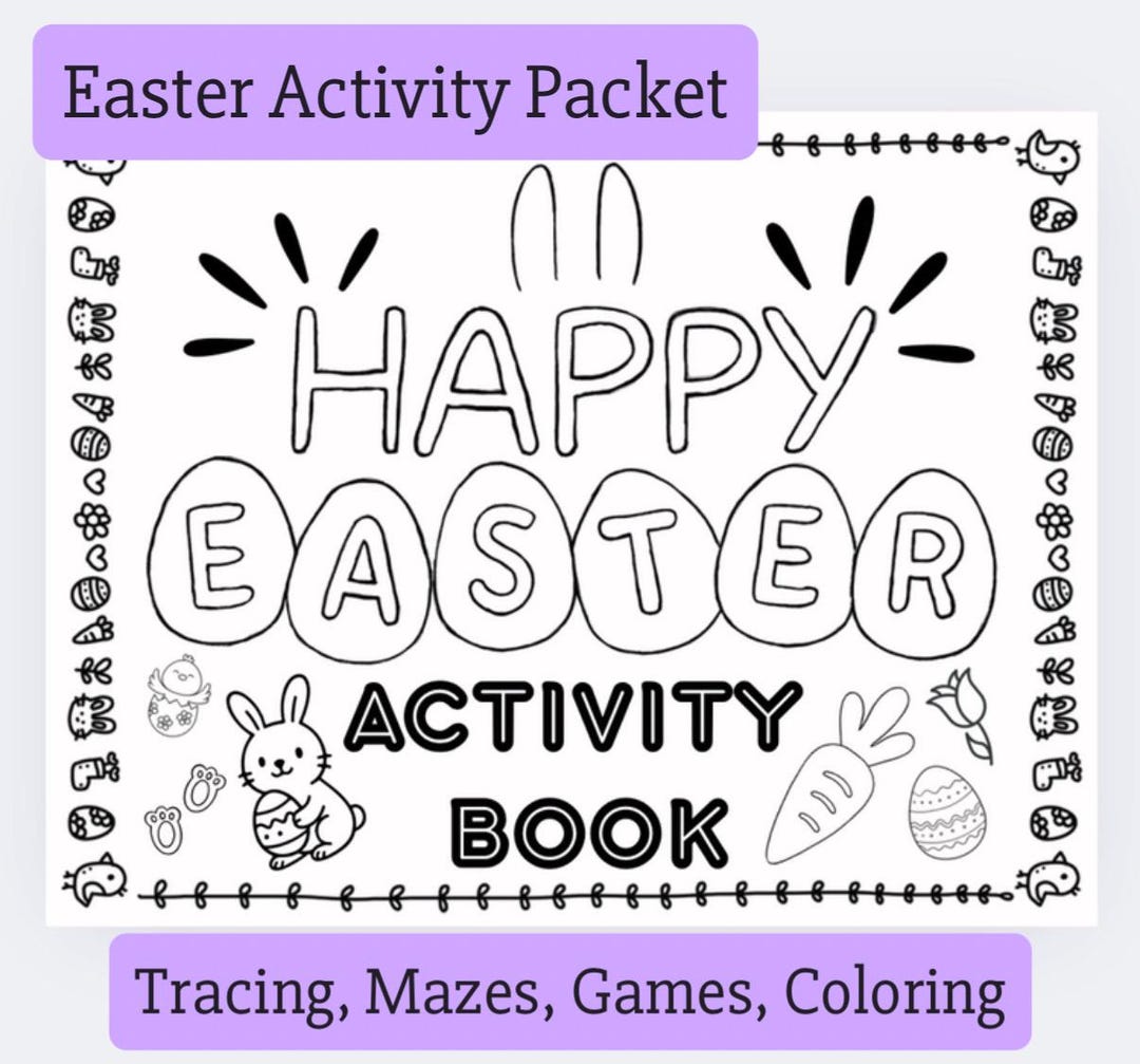 Preschool Easter Activity Packet, Tracing, Coloring, Games (digital ...