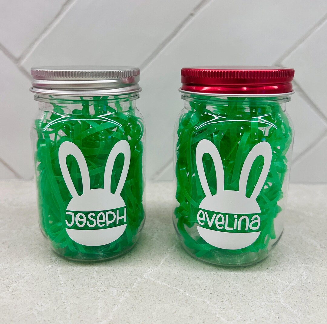 Personalized Easter Bunny Jar, Easter Candy Container, Easter Favor ...
