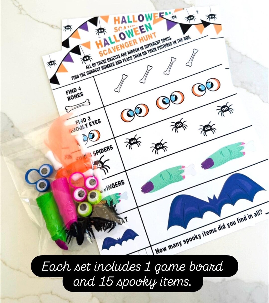 Halloween Scavenger Hunt for Preschoolers: Game Board and Spooky Items ...