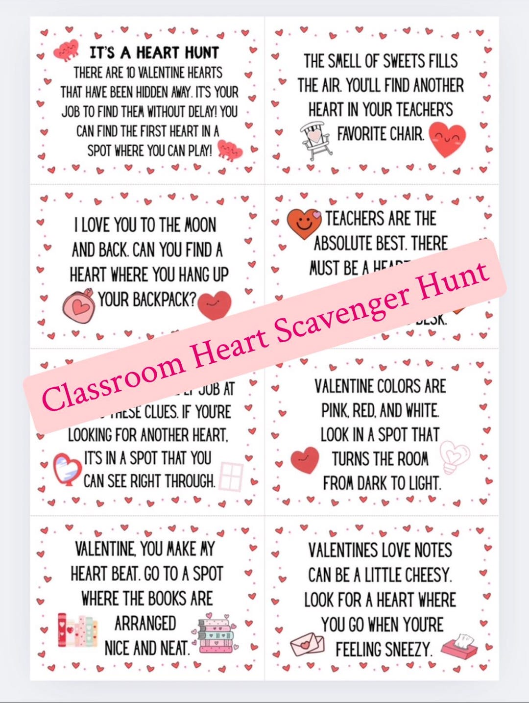 Classroom Valentine Scavenger Heart Hunt Game (digital Download) - Etsy