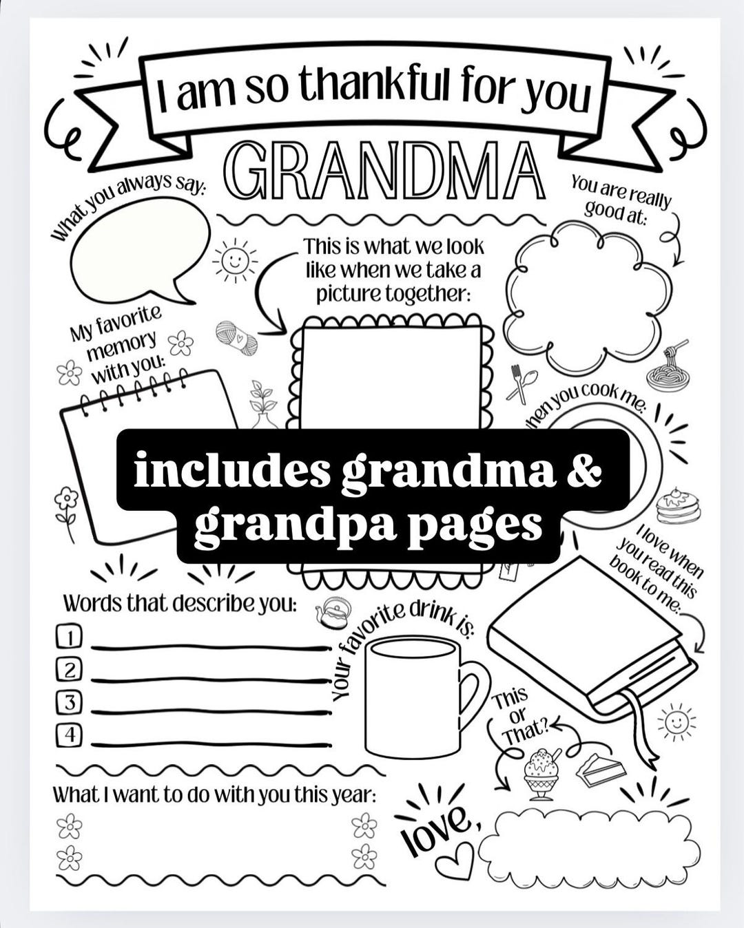 Personalized All About Grandma/grandpa Printable, Personalized Version ...