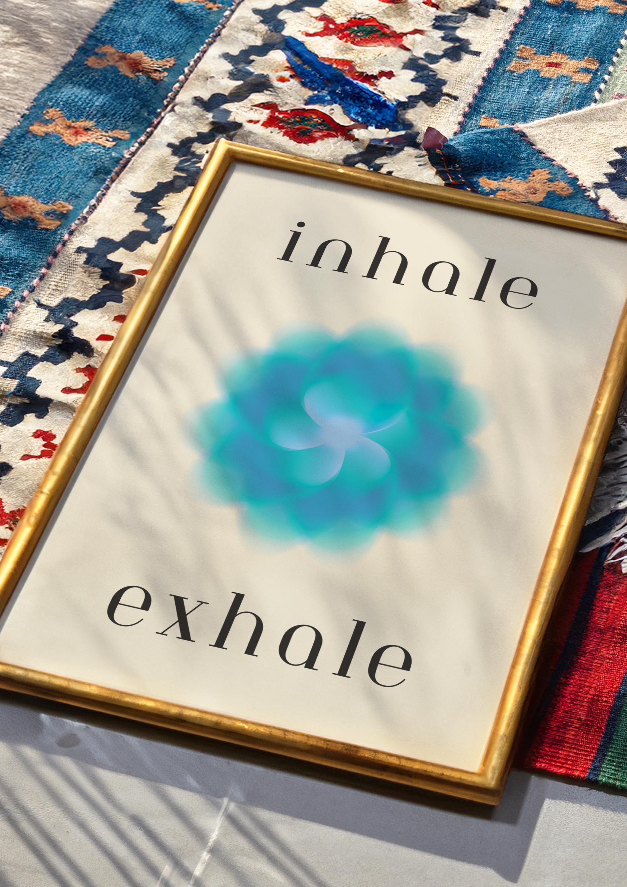 Inhale Exhale Poster, Calming Yoga Wall Art for Anxiety Relief, Breathe ...