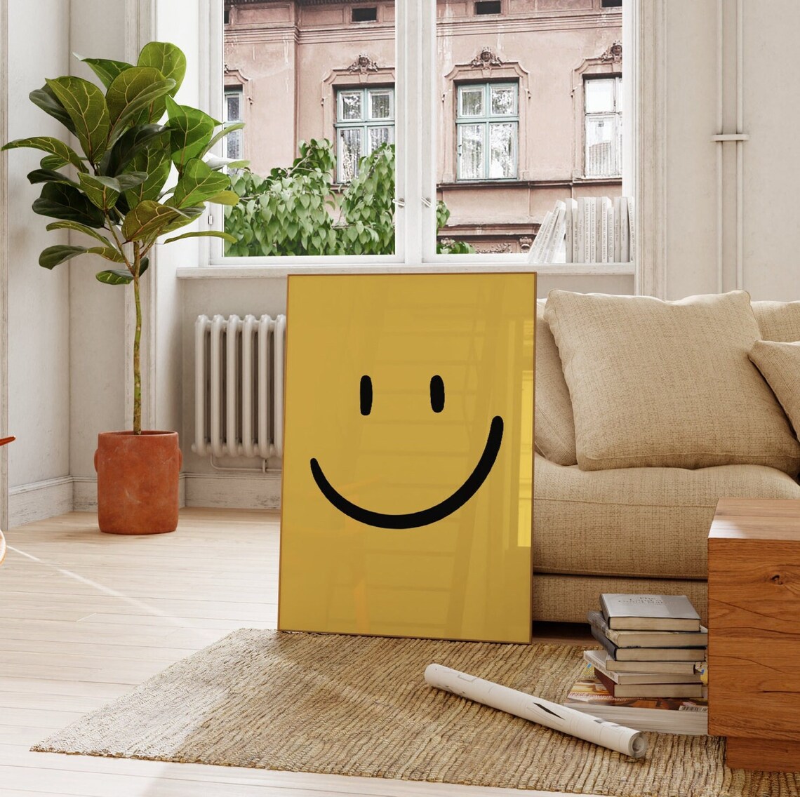 Smiley Face Poster, 90s Wall Poster, Vintage Colourful Decor, Yellow ...