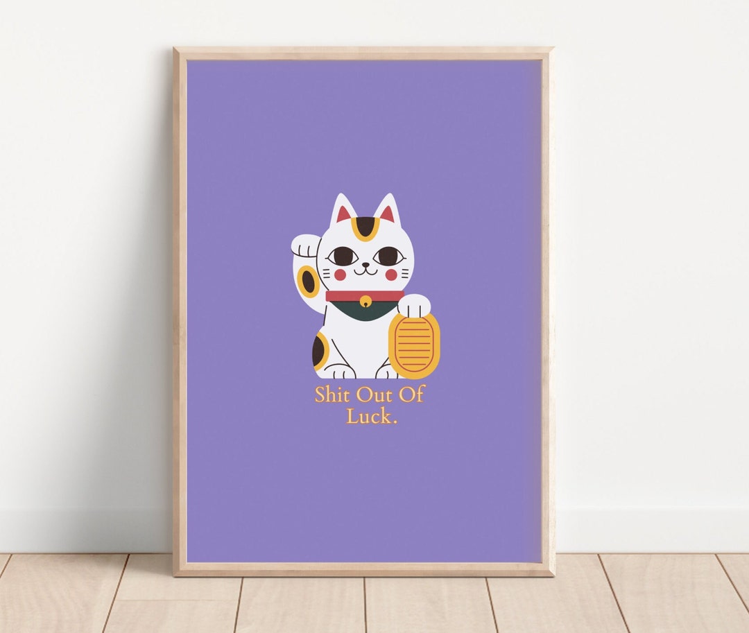 Lucky Cat Poster, Japandi Wall Art, Maneki Neko Print, Japanese Decor ...