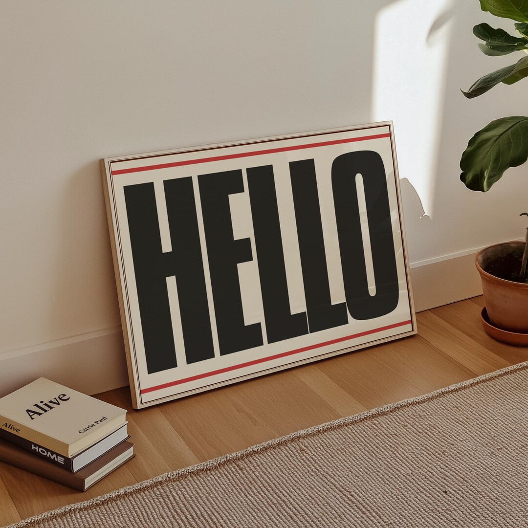 Hello Print Poster, Bold Print, Typography Print, Hello Poster ...