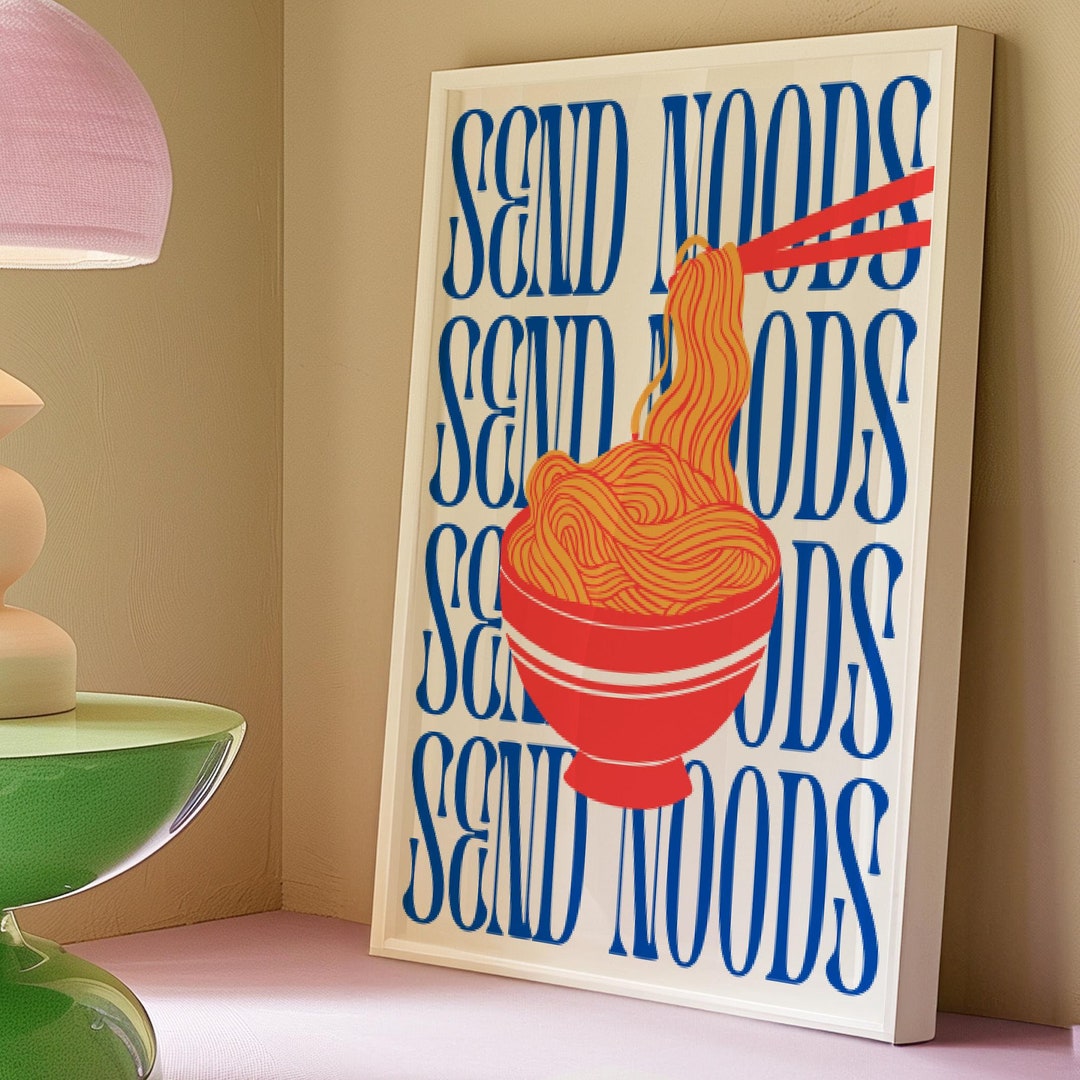 Send Noods Print, Funny Asian Food Art, Noodles Print, Japanese Poster ...