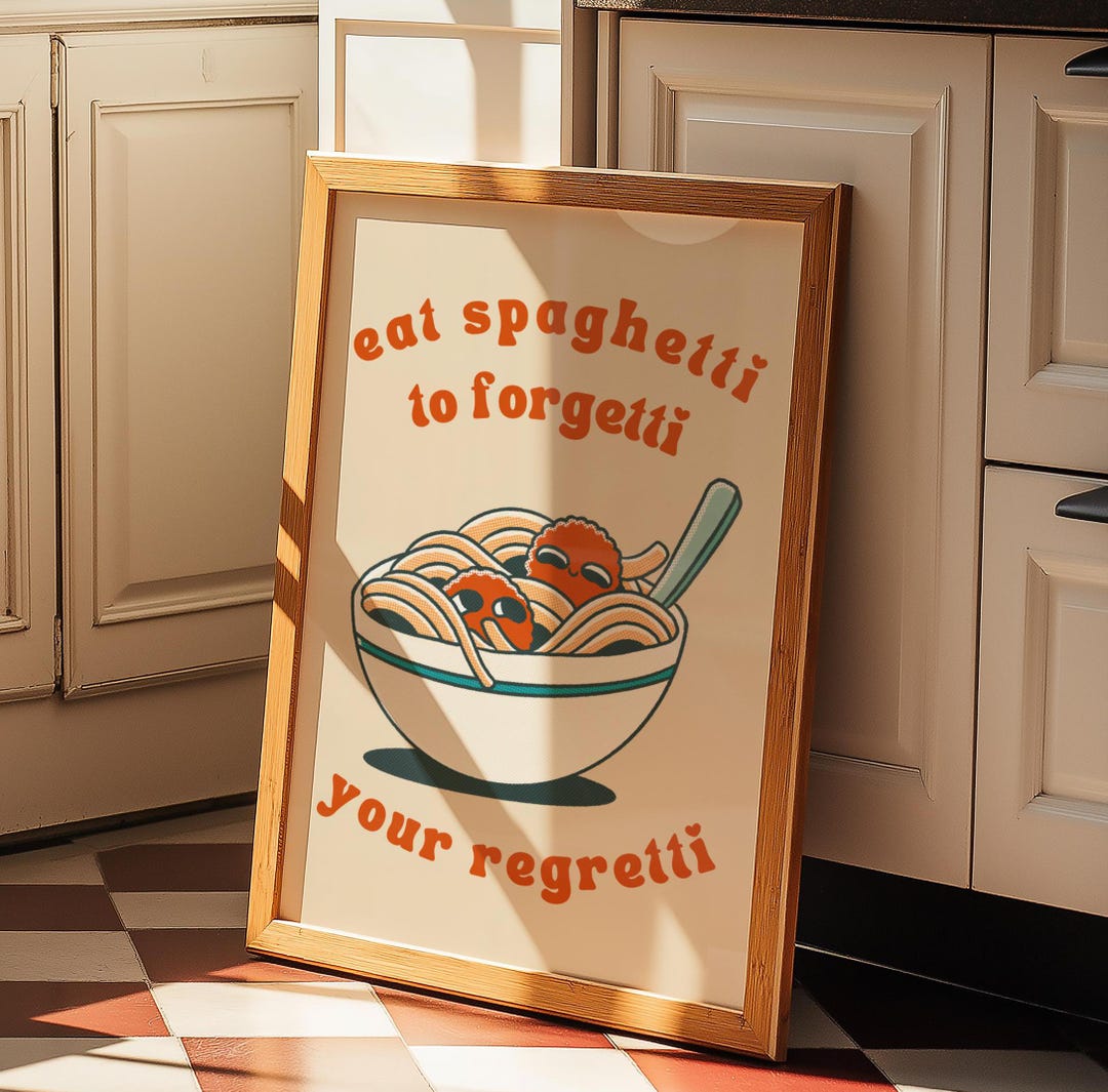 Pasta Quotes About Life Art, Cartoon Preppy Room Decor Motivational ...