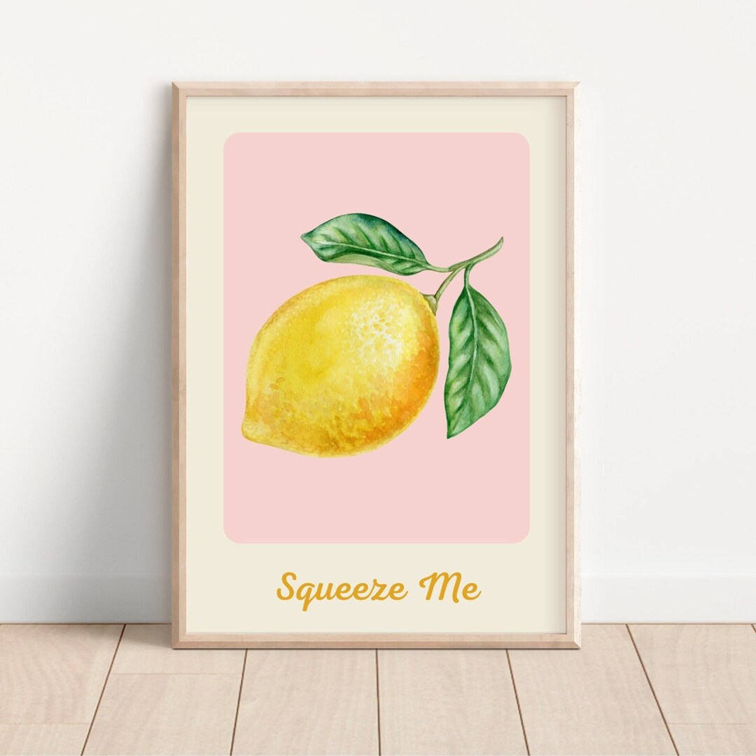 Lemon Poster, Fruits Wall Art, Lemon Print, Fruit Market Print, Quirky ...