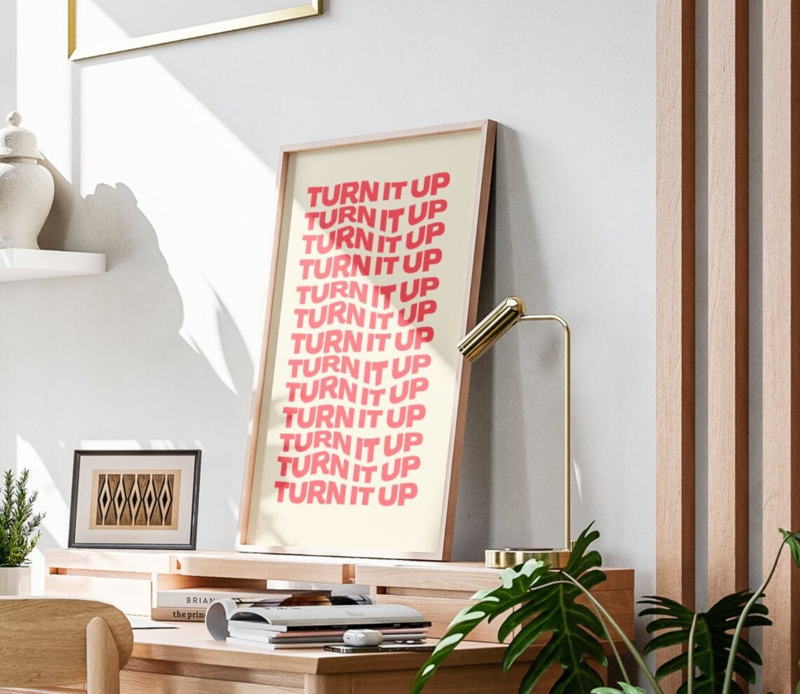 Turn It up Simple Typography Poster, Printable Gifts for Music Lovers ...