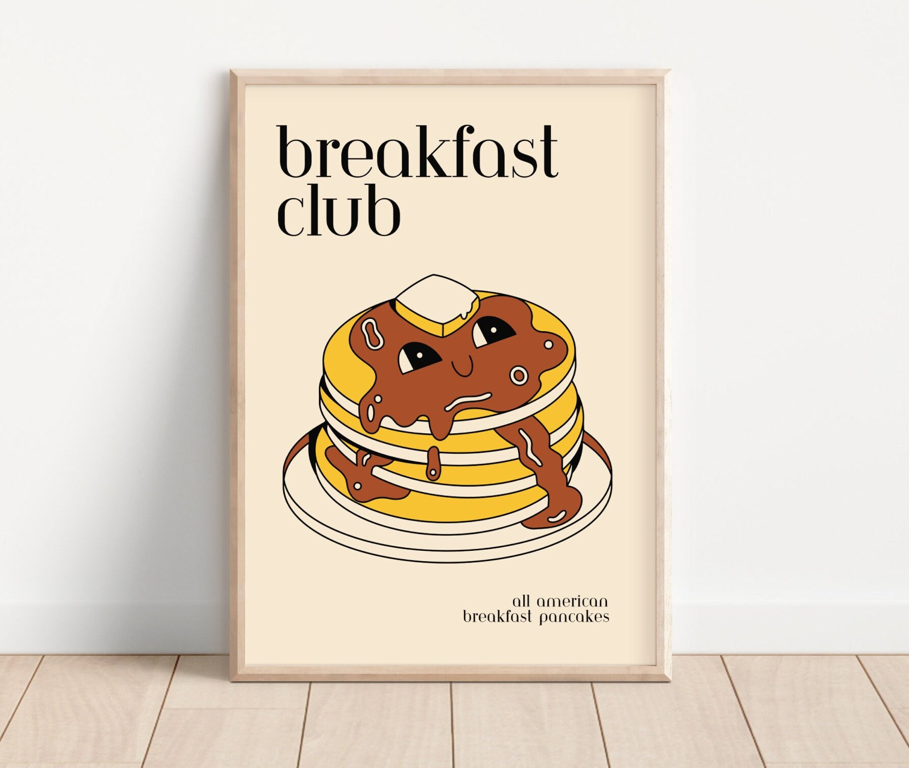 Cartoon Pancake Poster, Printable Wall Art Download, Breakfast Club ...