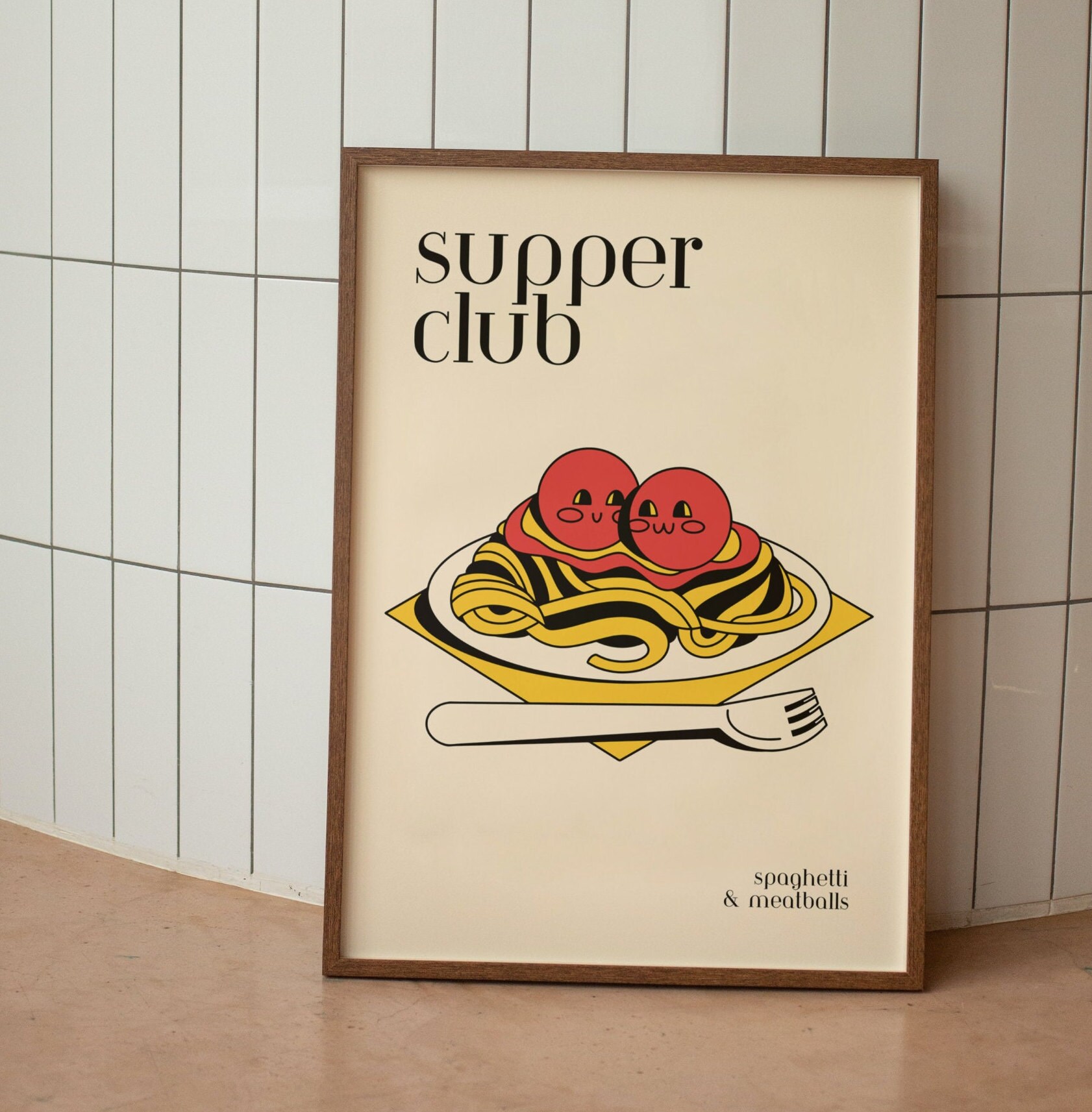 Retro Spaghetti Poster, Indie Room Decor, Italian Wall Art Restaurant ...