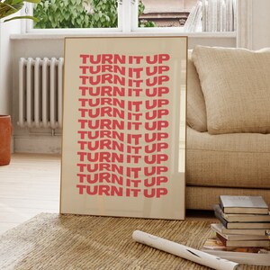 Turn It up Simple Typography Poster, Printable Gifts for Music Lovers ...