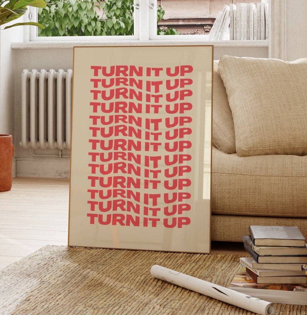 Turn It up Simple Typography Poster, Printable Gifts for Music Lovers ...