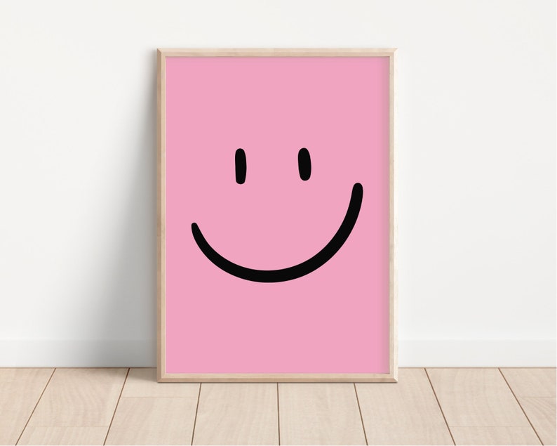 Smiley Face Poster, 90s Wall Poster, Vintage Colourful Decor, Yellow ...